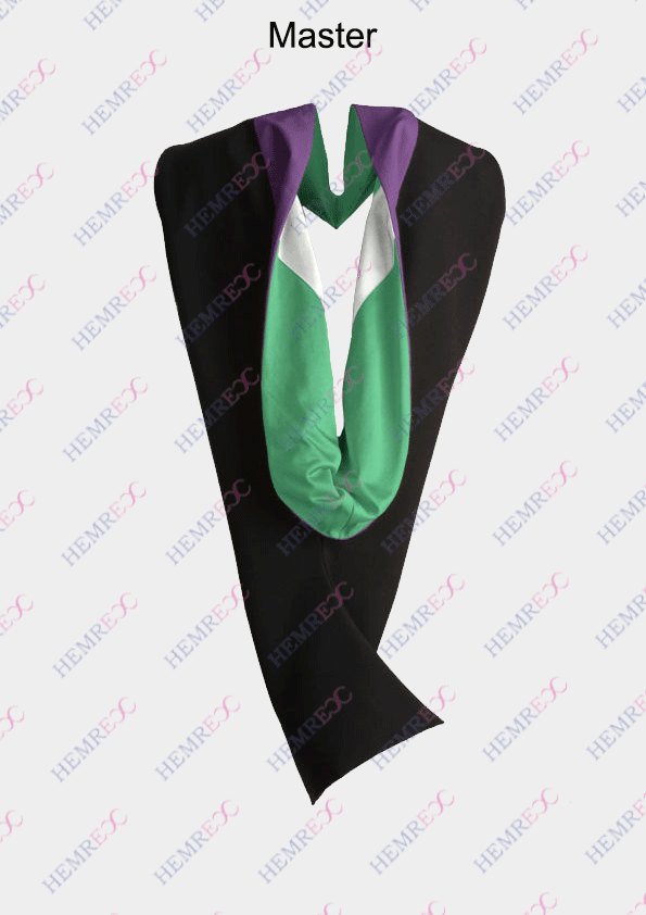 Master hood in polyester and velvet for the graduation ceremony